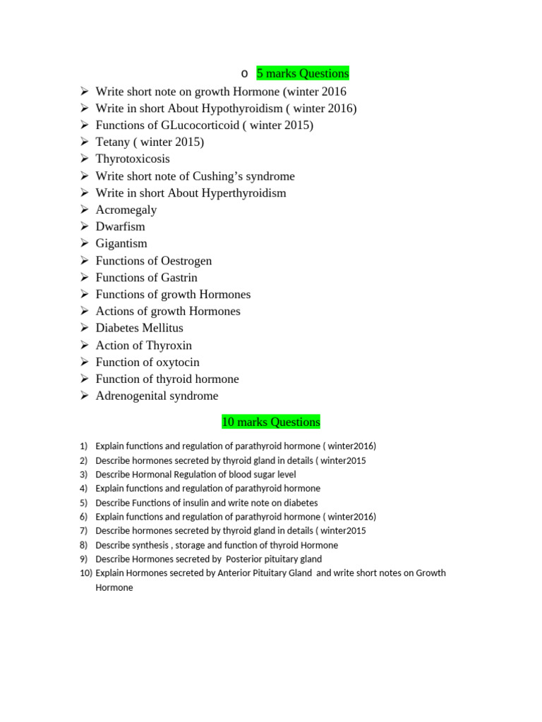 endocrinology questions | PDF