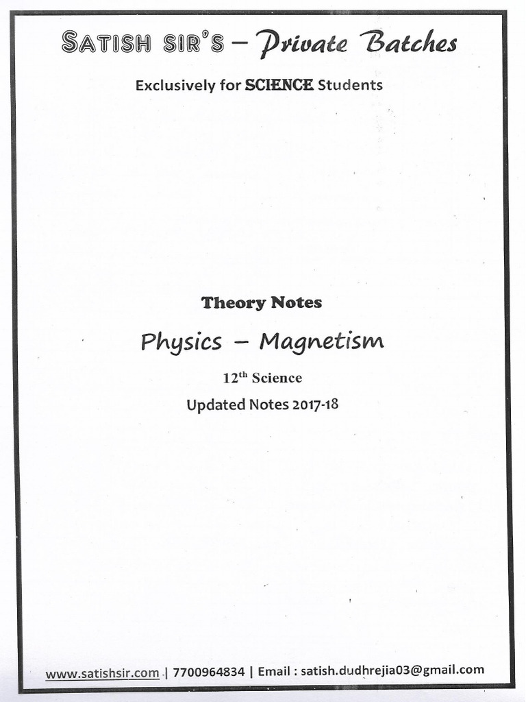 Satish Sir 12th Magnetism Notes | PDF