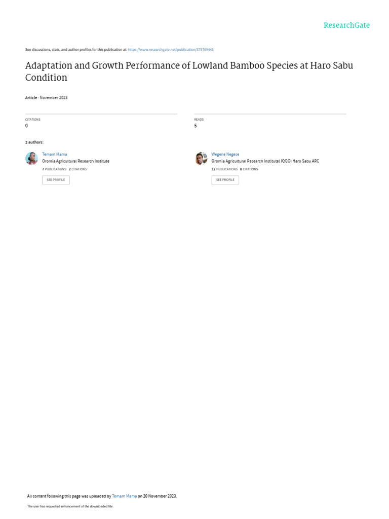 (Penting) ADAPTATION AND BAMBOO GROWTH IN AFRICA | PDF | Bamboo | Soil