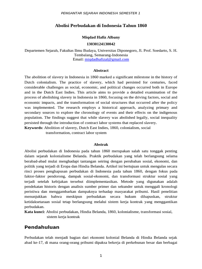 Abolisi Perbudakan Indonesia 1860 | PDF