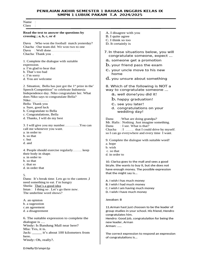 PAS IX Ganjil 2024 NgmTambahan | PDF