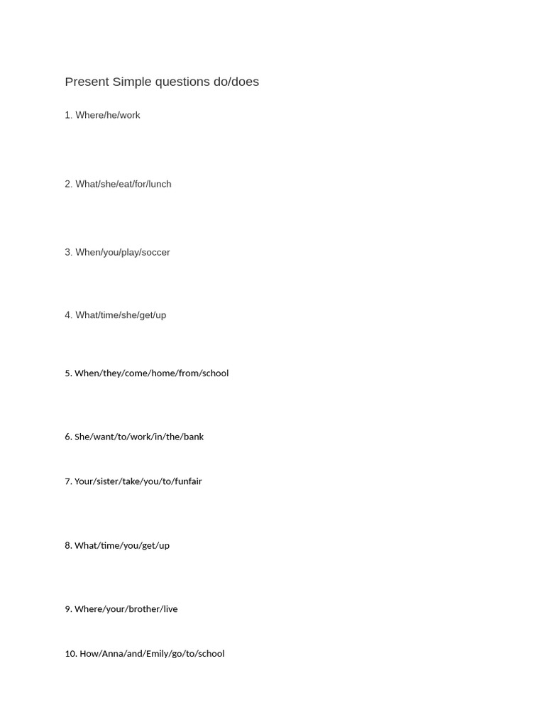 Present Simple Questions Do | PDF