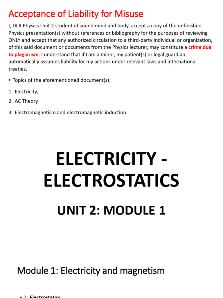 Physics Liability and Electrostatics | PDF | Capacitor | Acceleration