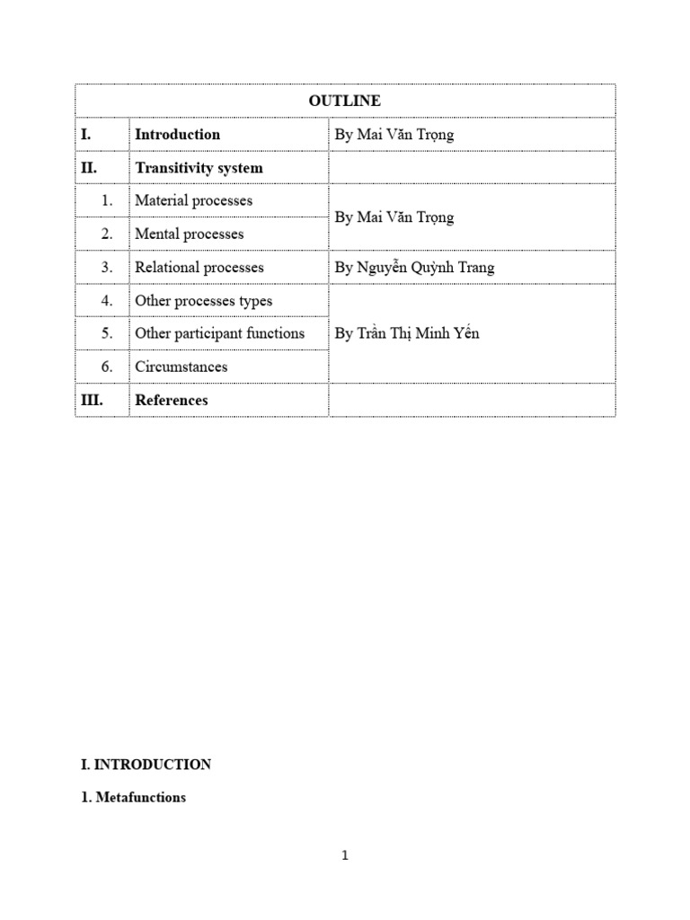 Transitivity System Functional Grammar | PDF | Linguistic Typology ...