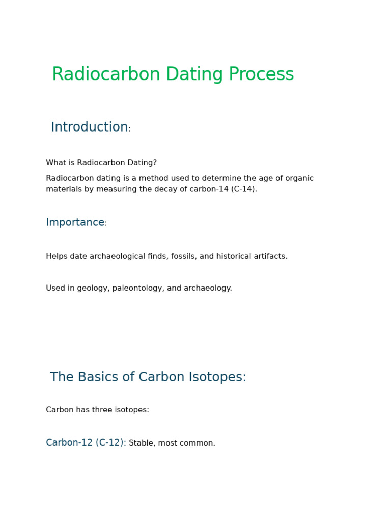 Radio Carbon Dating Process | PDF