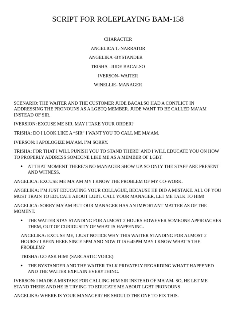 Roleplay Script | PDF