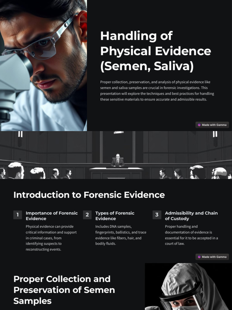 Handling of Physical Evidence Semen Saliva | PDF | Dna Profiling ...