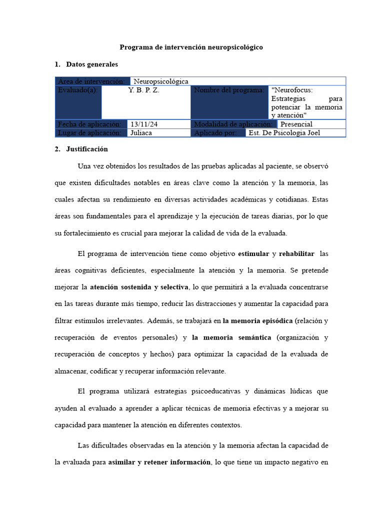 Plan NNN | PDF | Memoria | Atención