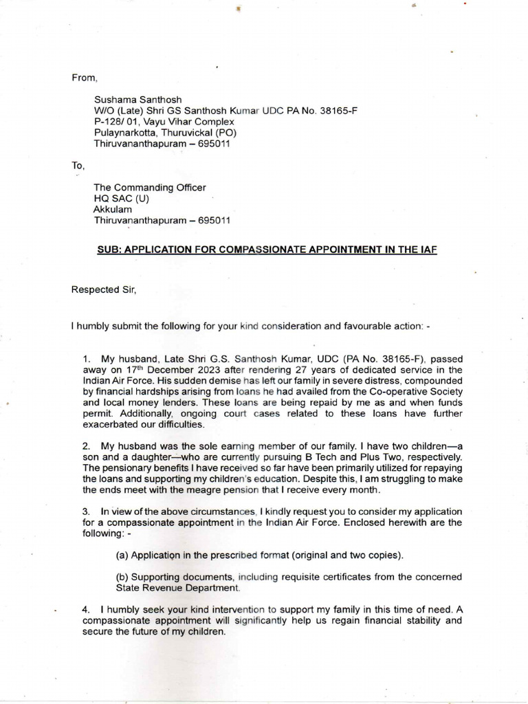 Sushama Compasinate Appt Application20241119 - 0001 | PDF