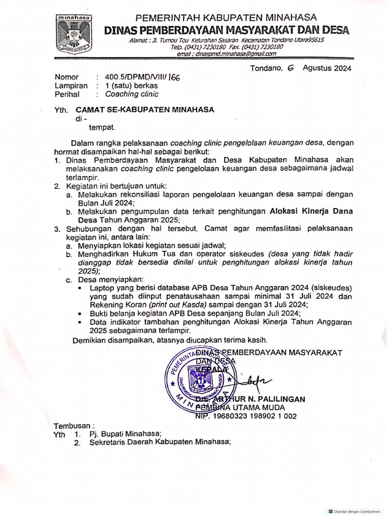 surat jadwal coaching clinic (1) | PDF