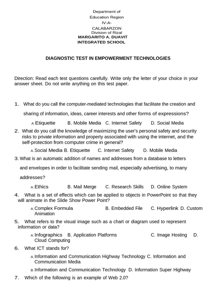 Empowerment Technologies 1 | PDF | Microsoft Excel | Spreadsheet