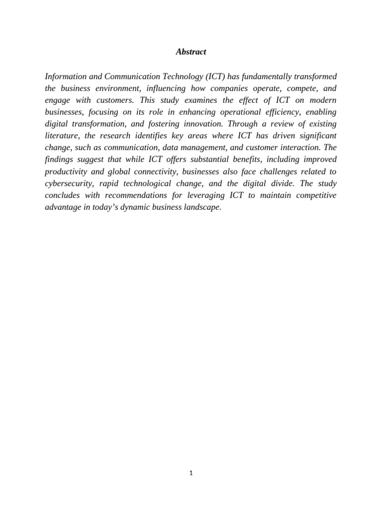 Impact of ICT on Modern Business | PDF | Information And Communications ...