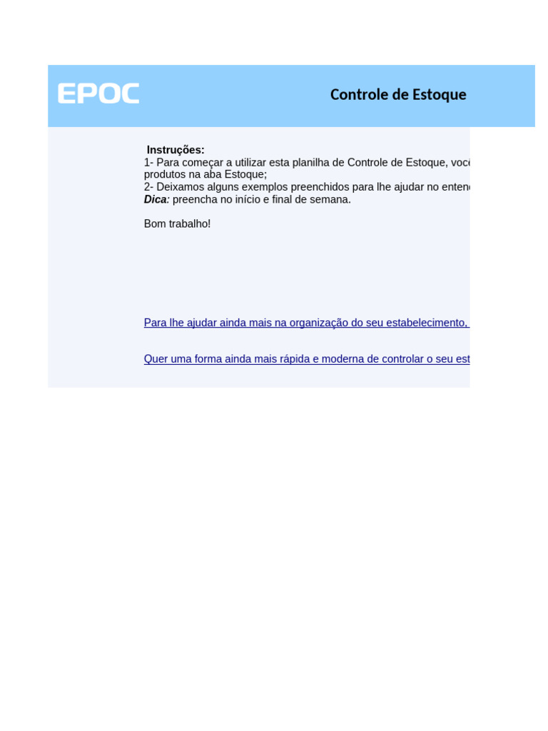 Planilha de Controle de Estoque | PDF