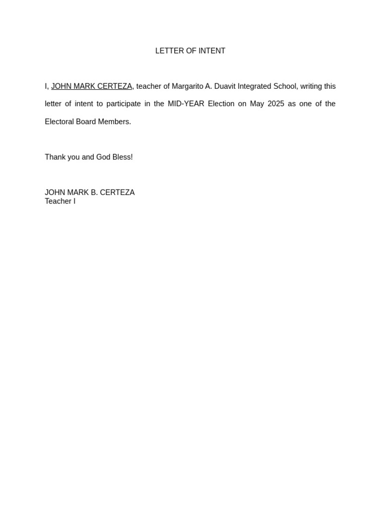 Letter of Intent Jun | PDF
