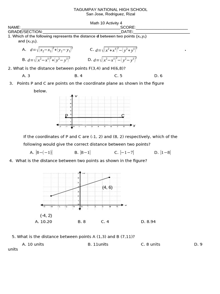 q2 Math 10 Activity 4 Nov.25 1 | PDF | Geometry | Euclidean Geometry