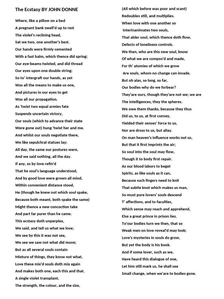 The Ecstasy: Love and Soul Connection | PDF