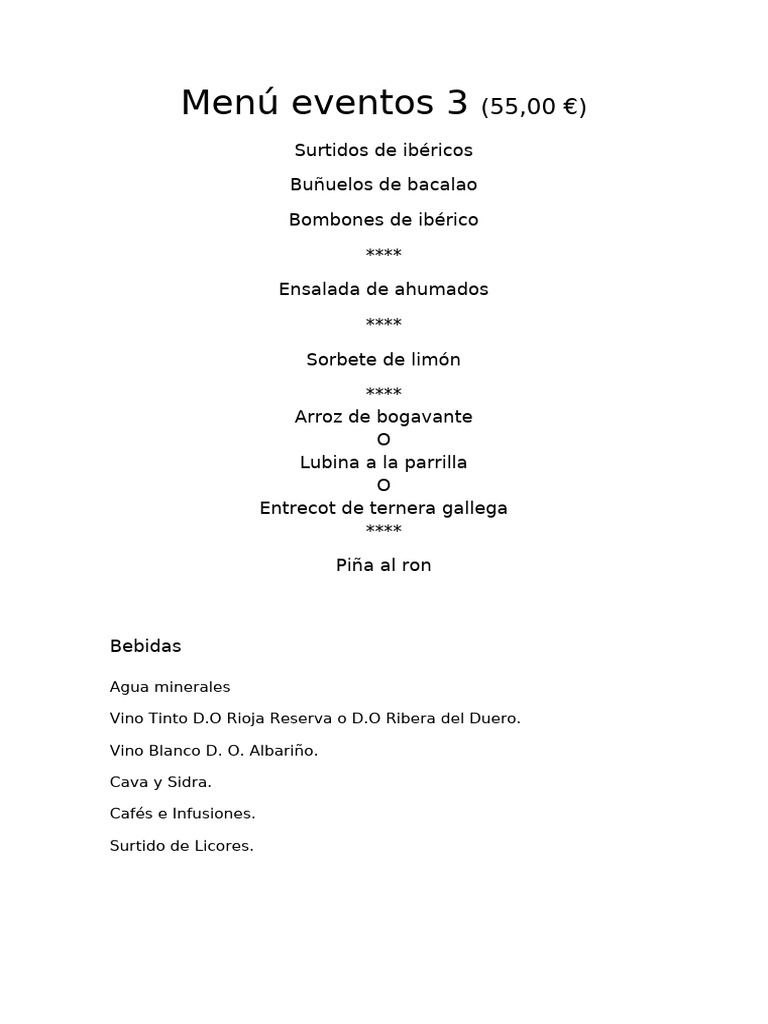 Menú de Eventos Gourmet 55€ | PDF