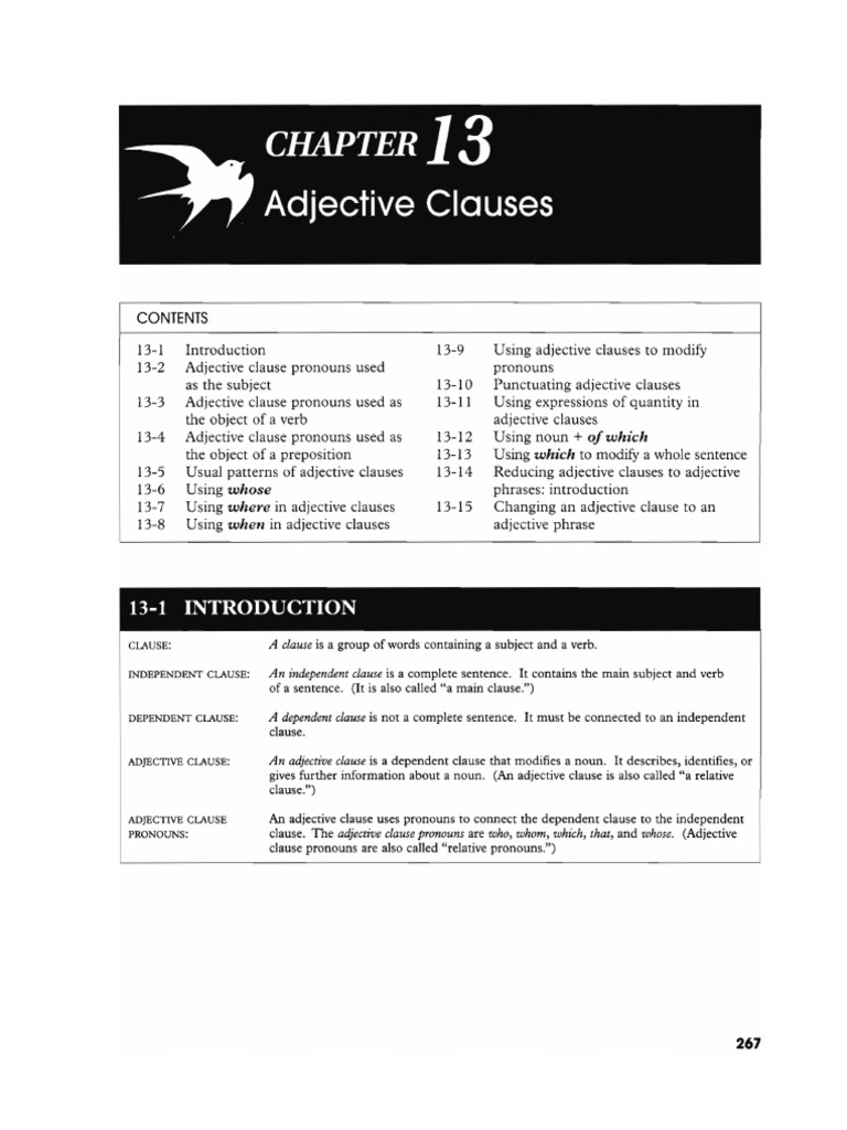 Adjective Clauses Chapter 13 Azar | PDF