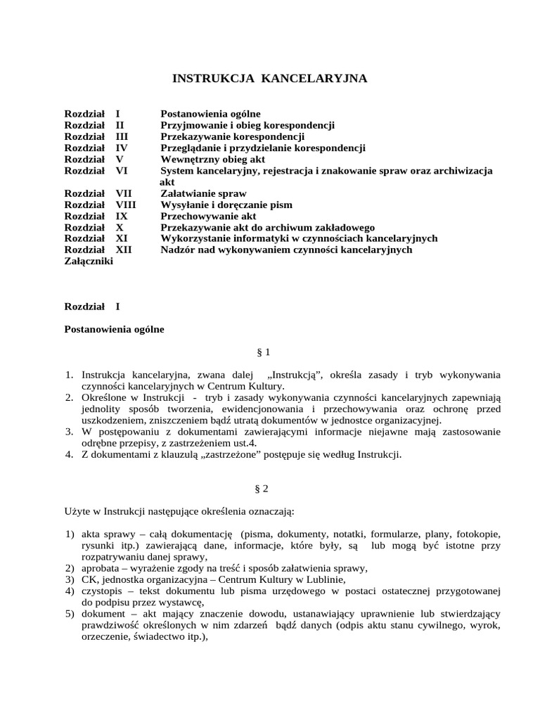 Instrukcja Kancelaryjna | PDF