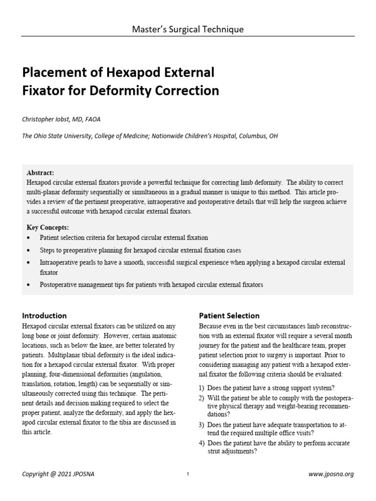 Hexapod EX Fix Placement | PDF | Anatomical Terms Of Location | Surgery