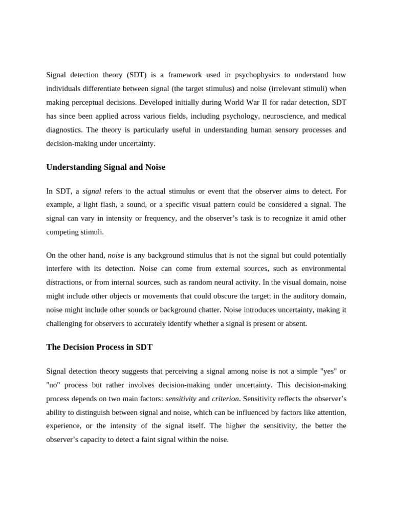 Understanding Signal Detection Theory | PDF | Receiver Operating ...
