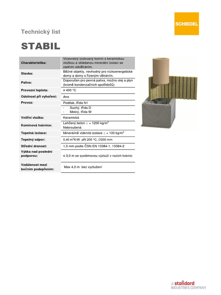 Schiedel CZ STABIL Technicky List 19 | PDF