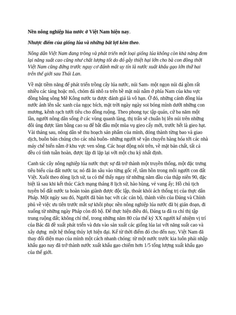 NN Nong Nghip Lua NC Vit Nam Hin N | PDF