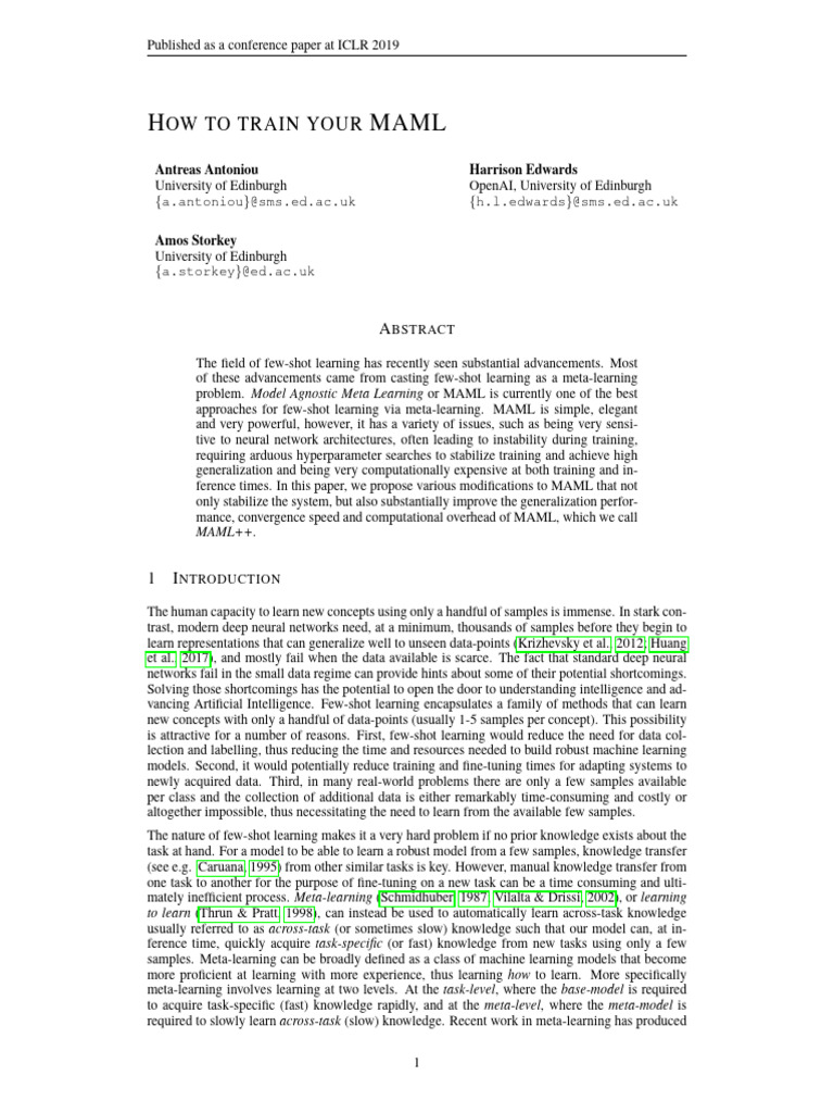6-2019-ICLR-A. Antoniou-How To Train Your MAML | PDF | Applied ...