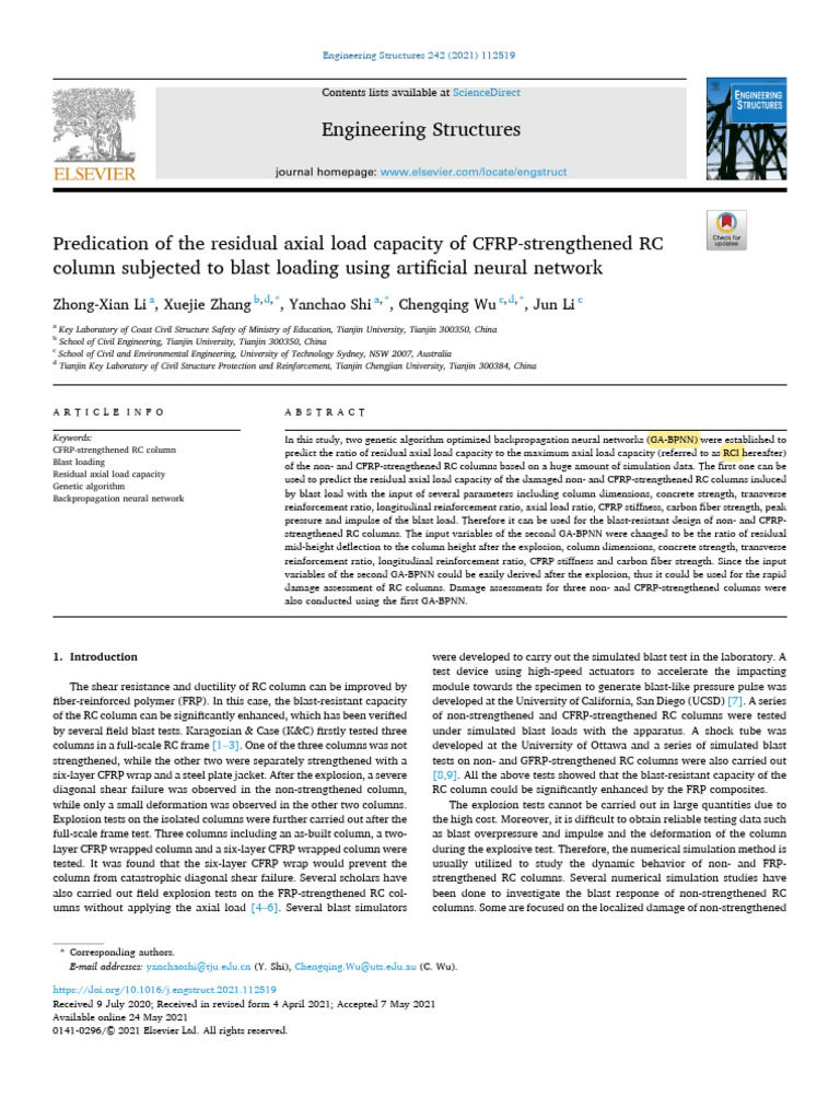 Engineering Structures: Zhong-Xian Li, Xuejie Zhang, Yanchao Shi ...