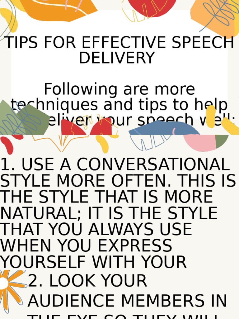 12 Tips For Effective Speech Delivery | PDF