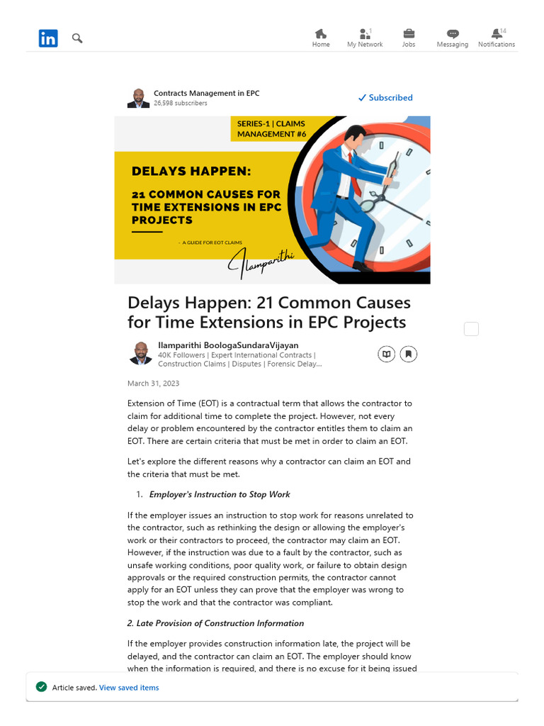 Delays Happen+21 Common Causes For Time Extensions in EPC Projects | PDF | Employment | Request ...