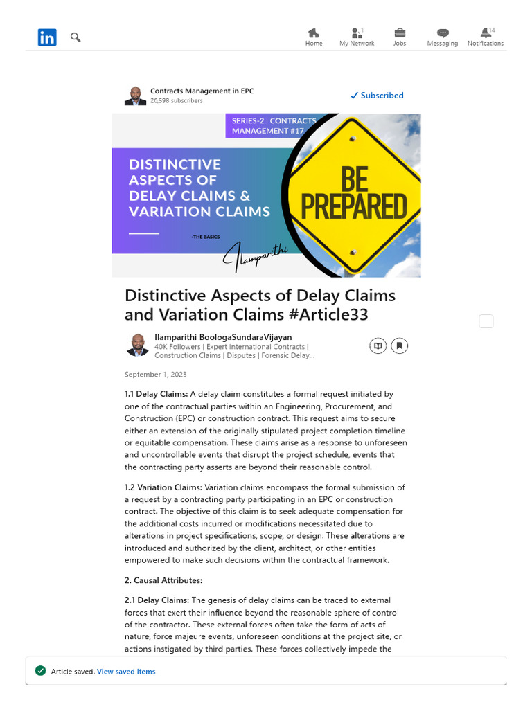 Distinctive Aspects of Delay Claims and Variation Claims | PDF ...