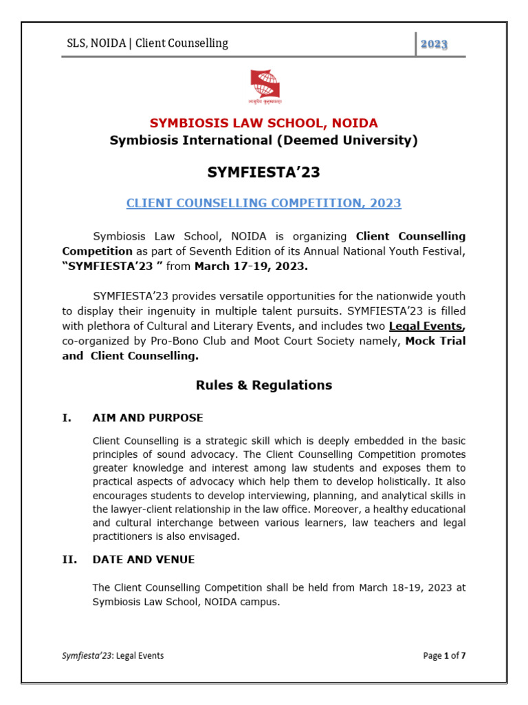 Client Counselling Competition 2023 | PDF | Advocate | Justice