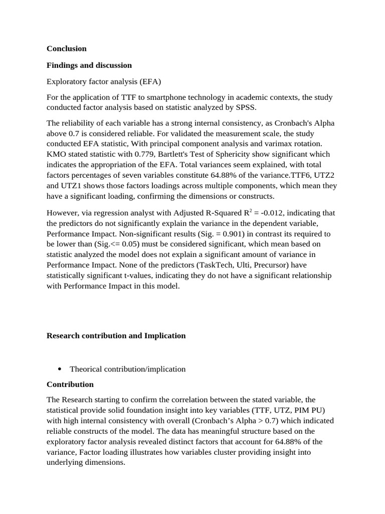 Finding, Contribution Implication | PDF | Factor Analysis | Dependent ...