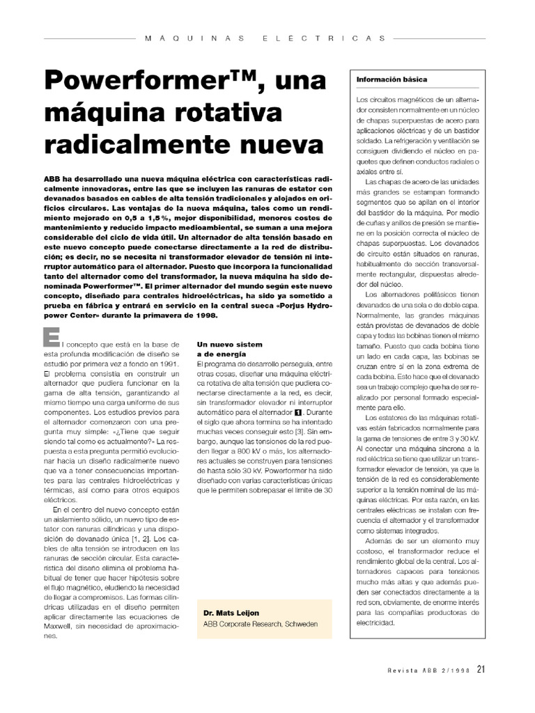 Powerformer, Una Máquina Rotativa Radicalmente Nueva - PDF | PDF