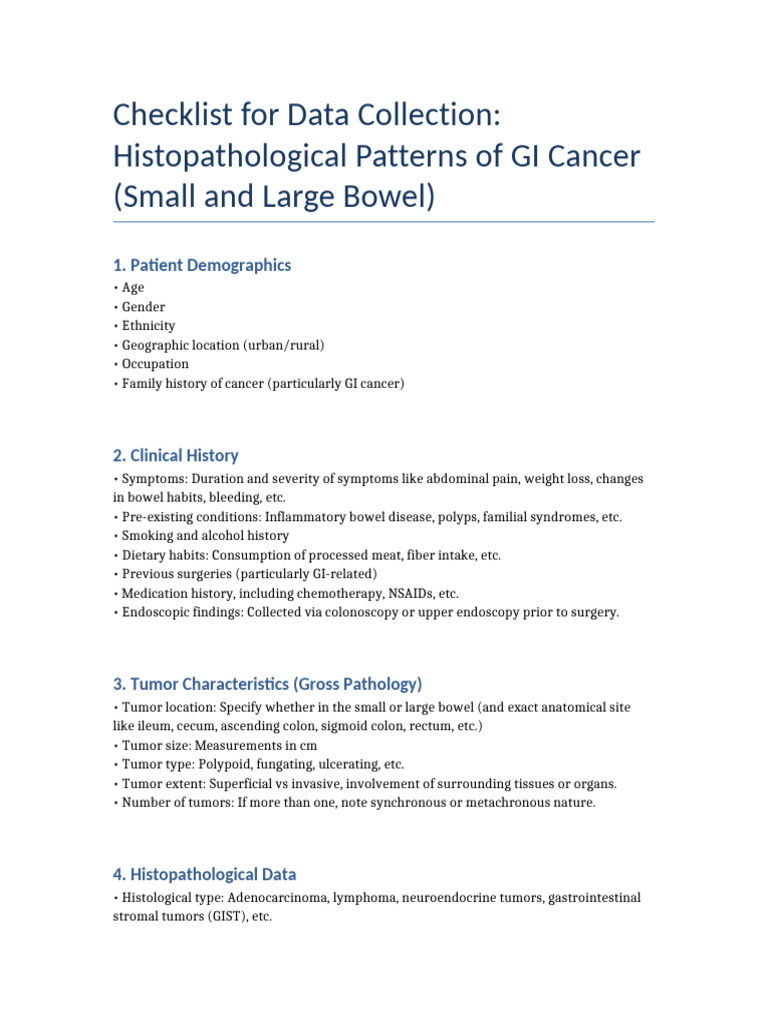 Checklist_for_GI_Cancer_Research[1] | PDF | Colorectal Cancer | Cancer