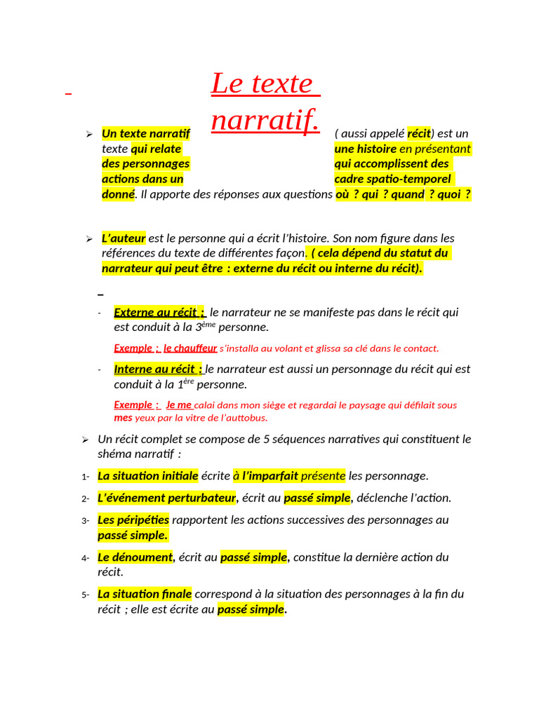 Un Texte Narratif | PDF