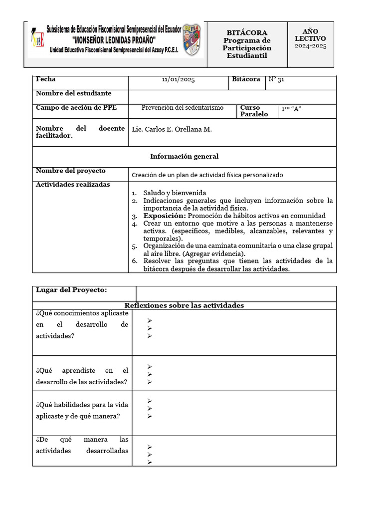 Bitácora 11-1-2025 | PDF