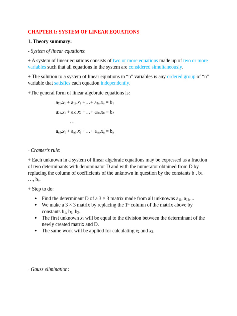 Numerical Analysis Project - Chapter 1 - System of Linear Equations ...