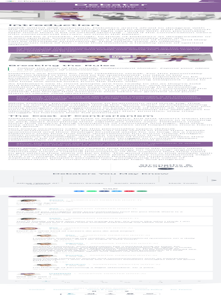 Introduction Debater (ENTP) Personality 16personalities | PDF