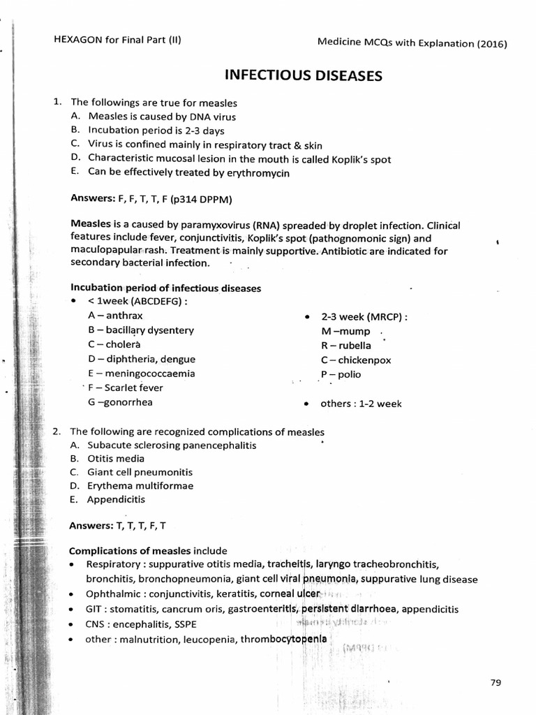03. Medicine MCQ - Infectious Diseases | PDF