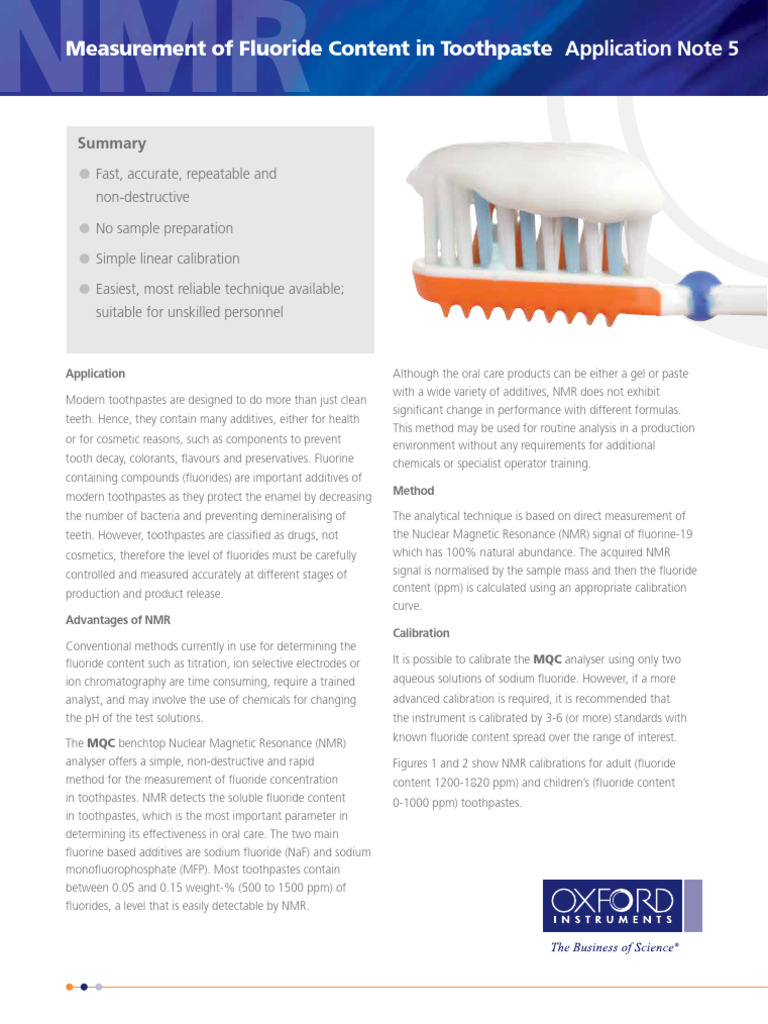 Measurement of Fluoride Content in Toothpaste - AN 5 | PDF | Fluoride ...