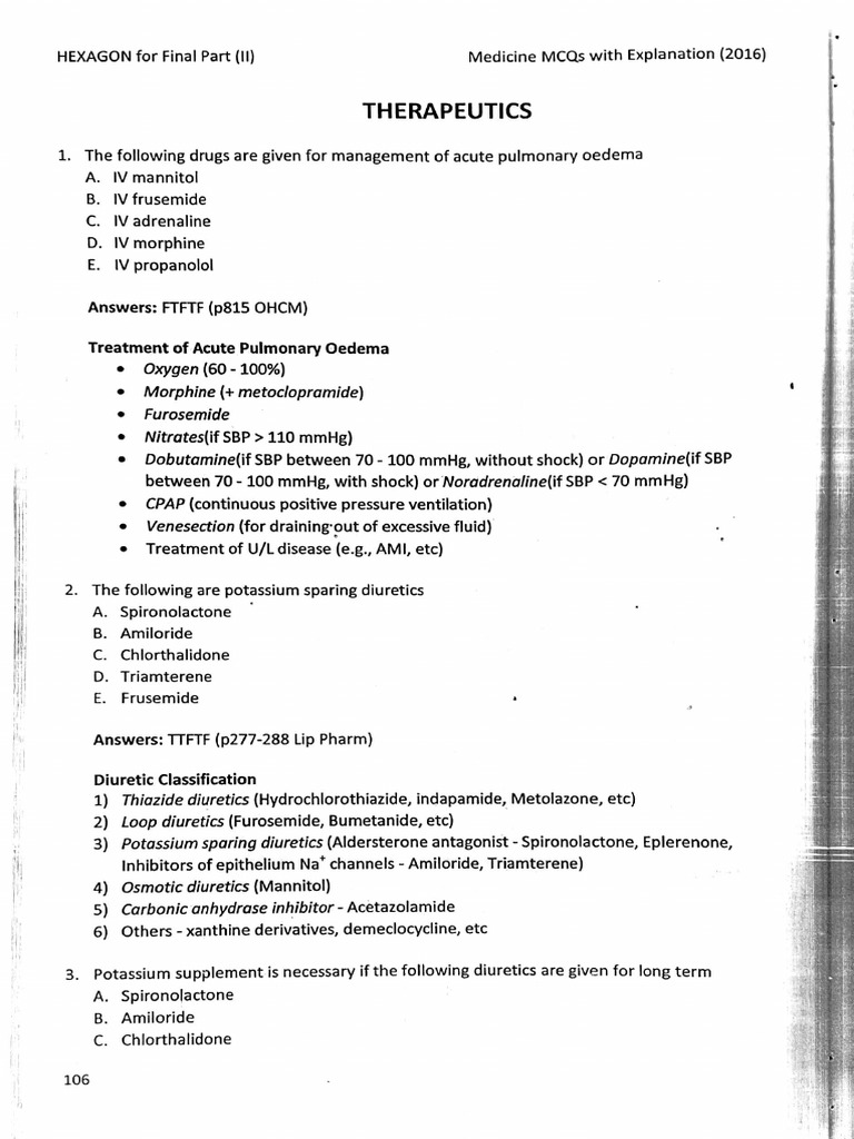 Medicine MCQs on Therapeutics and Drugs | PDF | Causes Of Death ...