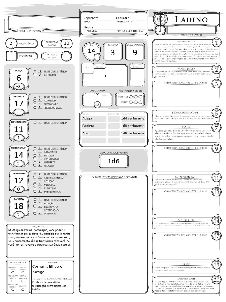 DnD 5e - Ficha - Ladino - Editável_cópia | PDF