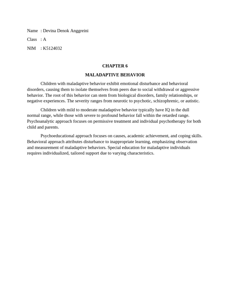 Understanding Maladaptive Behavior in Children | PDF