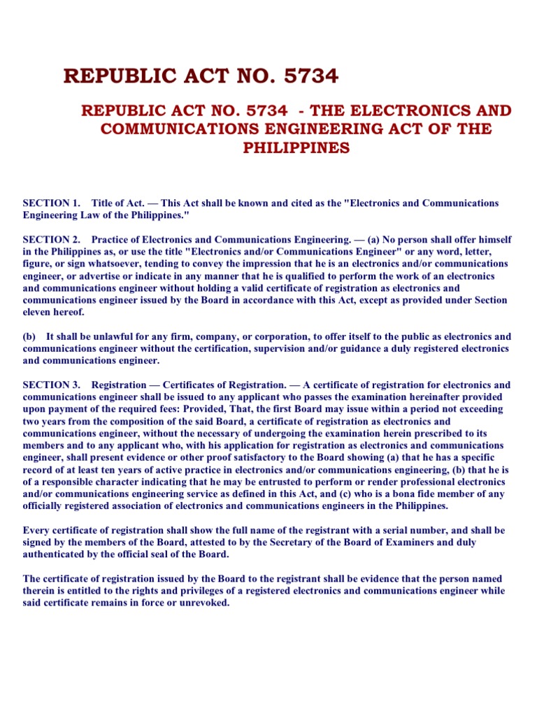 Philippine Electronics Code Overview | PDF | Engineer | Repeal