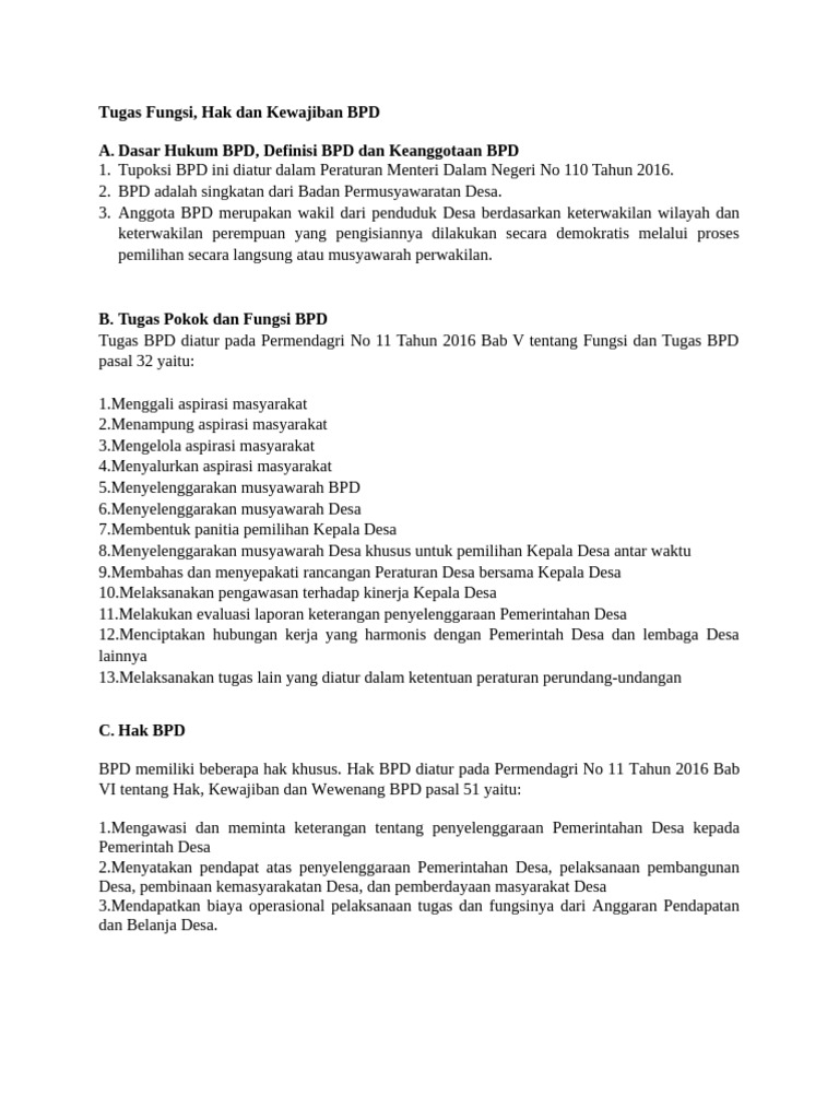 Tupoksi BPD | PDF