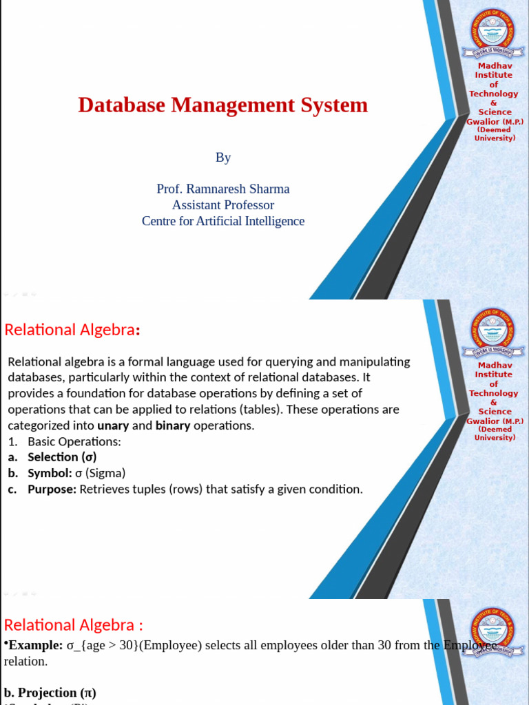 Relational Algebra | PDF | Relational Model | Relational Database