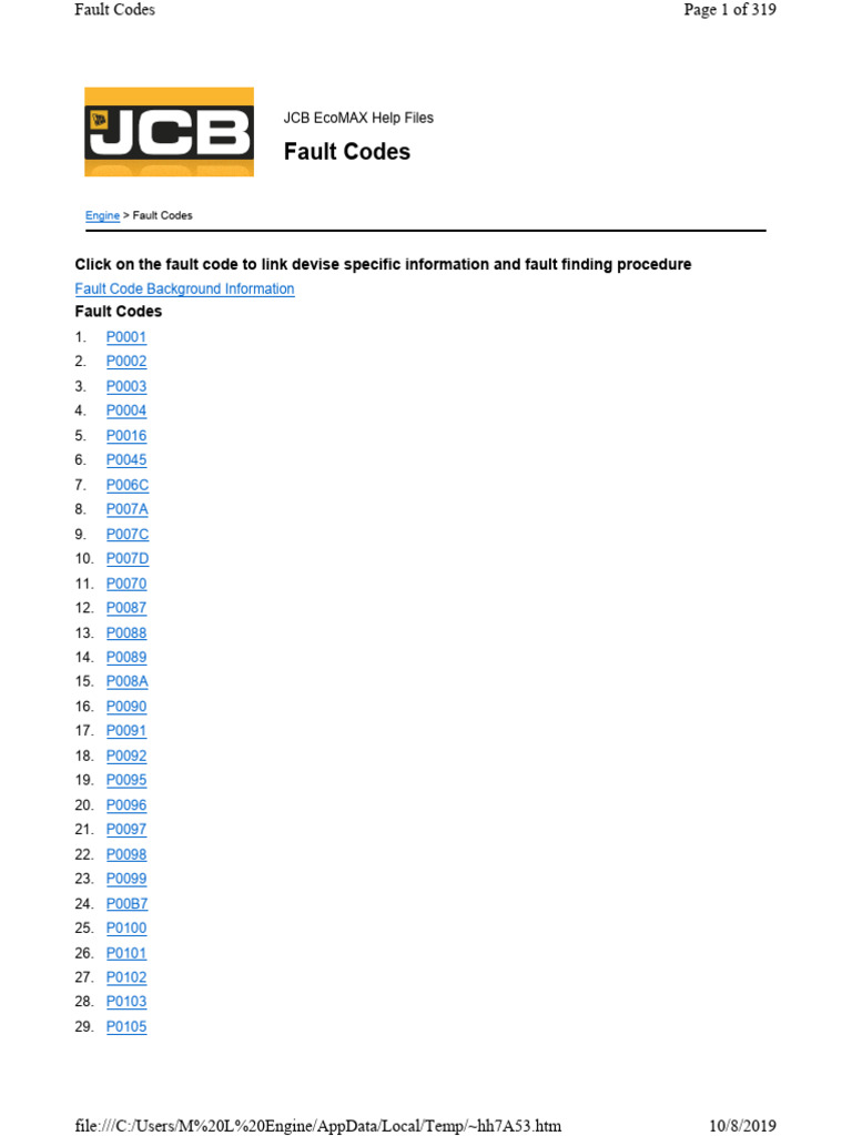 JCB Tier 4 Troubleshooting Codes | PDF | Electrical Connector | Pump