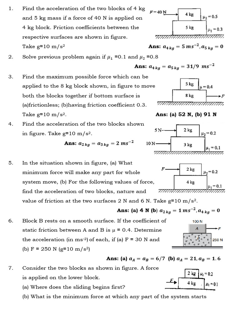 Block on Block (two blocks) DPP_081305 | PDF | Friction | Force